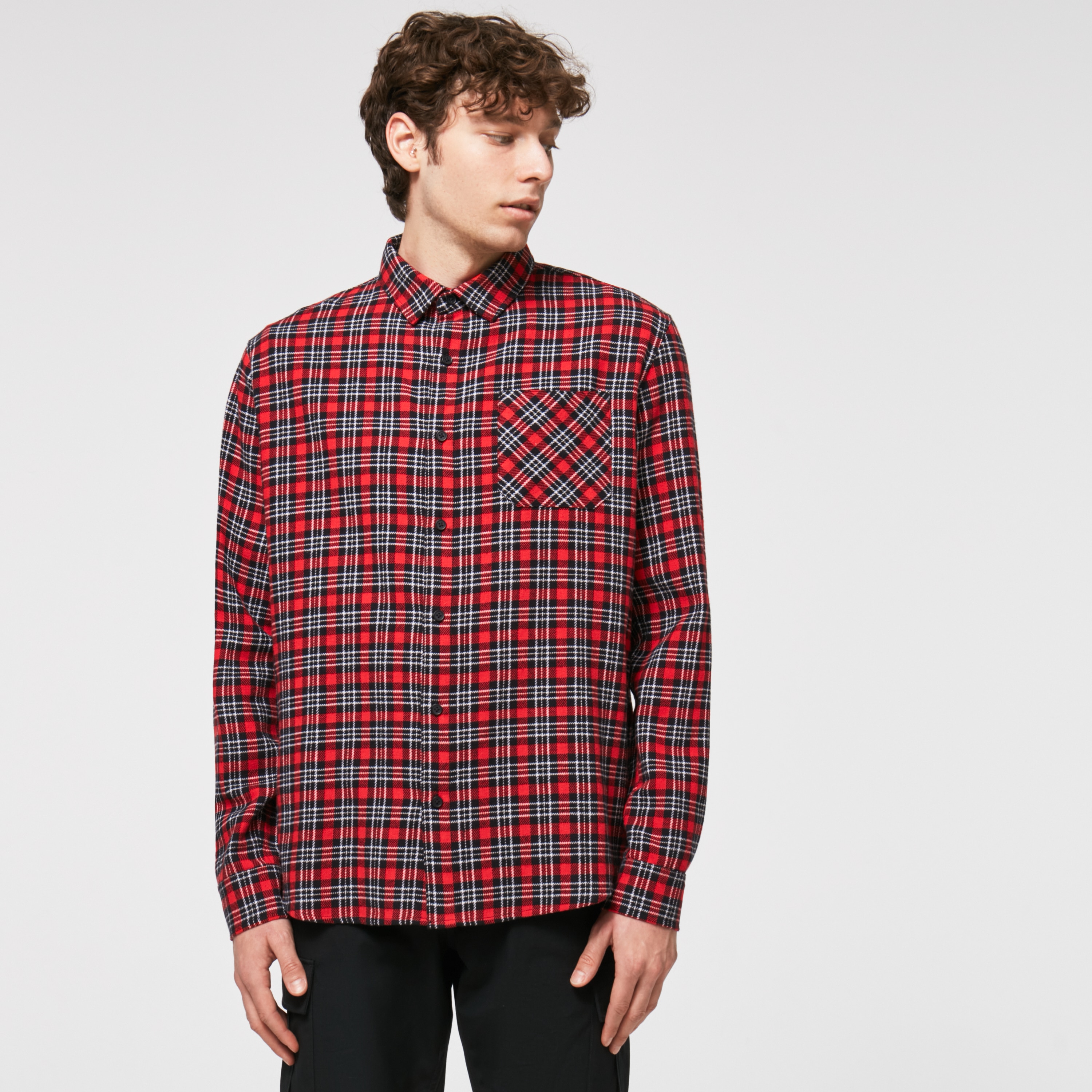Oakley Podium Plaid Ls Flannel - Red/Black Check - FOA402573-9B6 ...