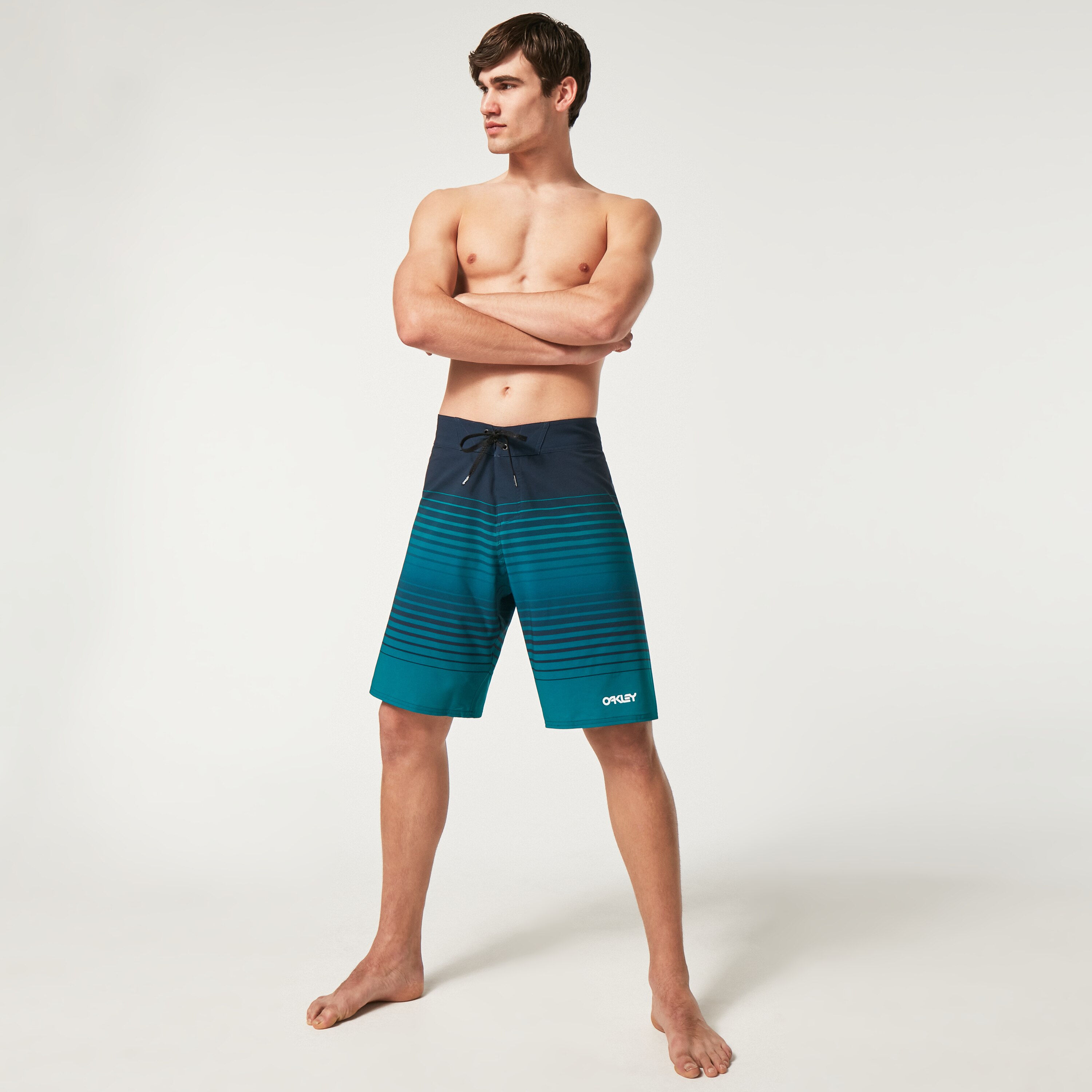 Oakley Fade Out 21" Rc Boardshort - Green/Fathom Stripes - FOA403704 ...
