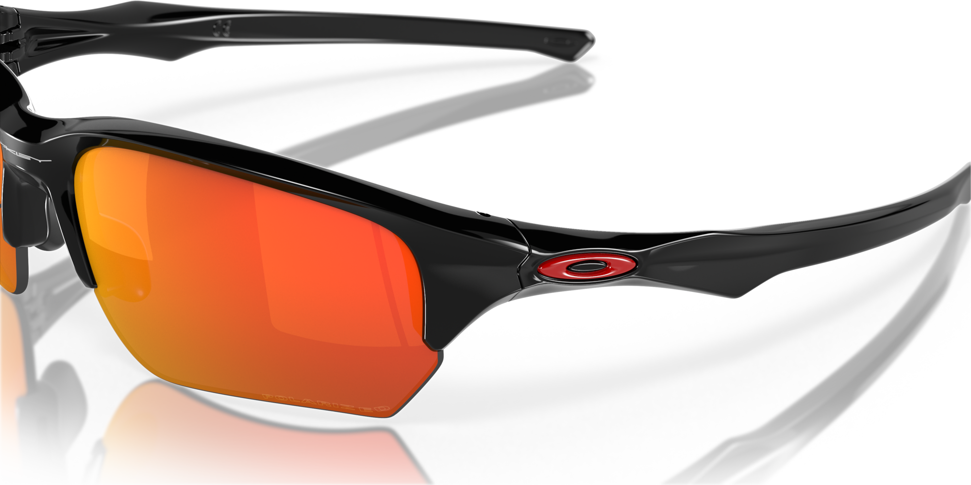 Flak® Beta Ruby Iridium Polarized Lenses, Polished Black Frame ...